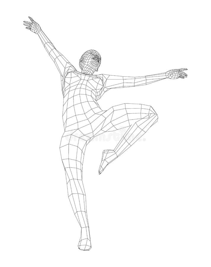 Wireframe Ballerina in Dance Pose. Vector Stock Vector - Illustration ...
