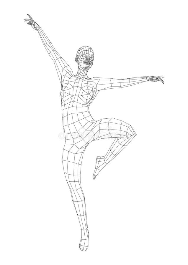 Wireframe Ballerina in Dance Pose Stock Illustration - Illustration of ...