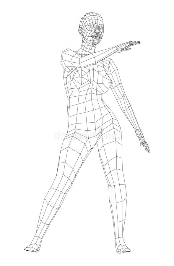 Wireframe Ballerina in Dance Pose Stock Illustration - Illustration of ...