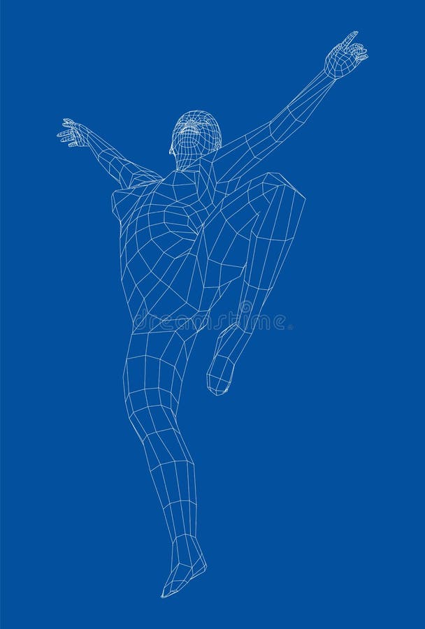 Wireframe Ballerina in Dance Pose Stock Illustration - Illustration of ...