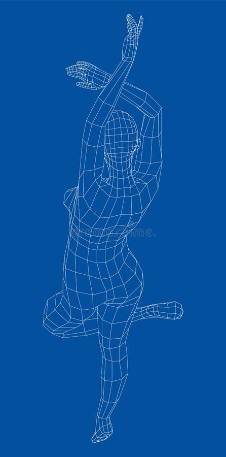 Wireframe Ballerina in Dance Pose Stock Illustration - Illustration of ...