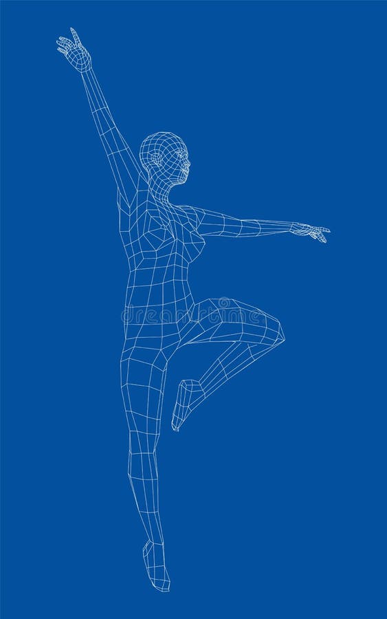 Wireframe Ballerina in Dance Pose Stock Illustration - Illustration of ...
