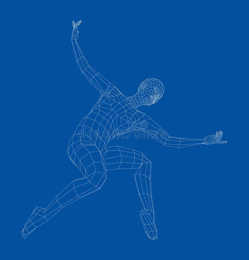 Wireframe Ballerina in Dance Pose Stock Illustration - Illustration of ...
