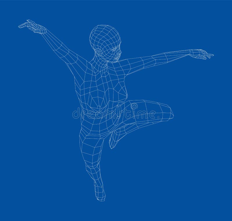 Wireframe Ballerina in Dance Pose Stock Illustration - Illustration of ...
