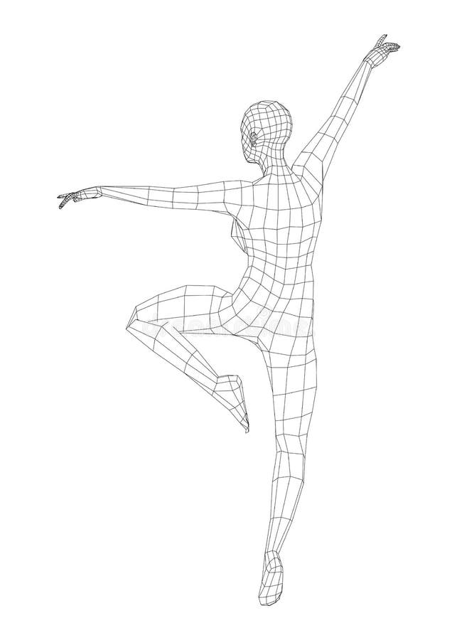 Wireframe Ballerina in Dance Pose Stock Illustration - Illustration of ...