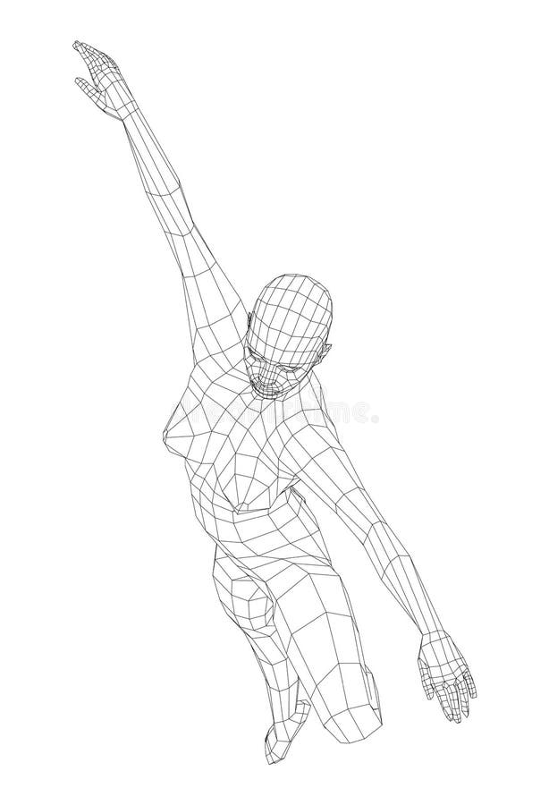 Wireframe Ballerina in Dance Pose Stock Illustration - Illustration of ...