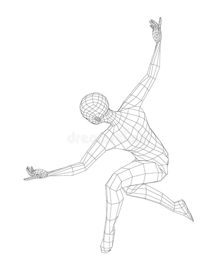 Wireframe Ballerina in Dance Pose Stock Illustration - Illustration of ...