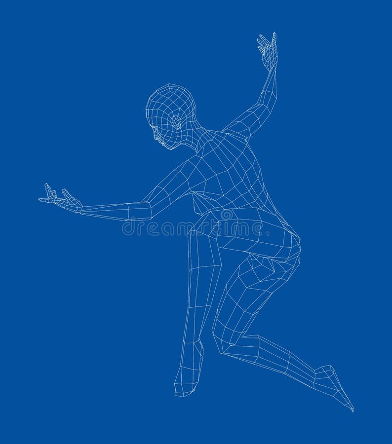 Wireframe Ballerina in Dance Pose. Vector Stock Vector - Illustration ...
