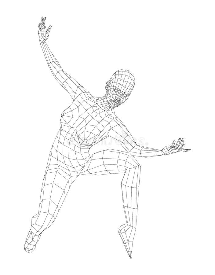 Wireframe Ballerina in Dance Pose. Vector Stock Vector - Illustration ...