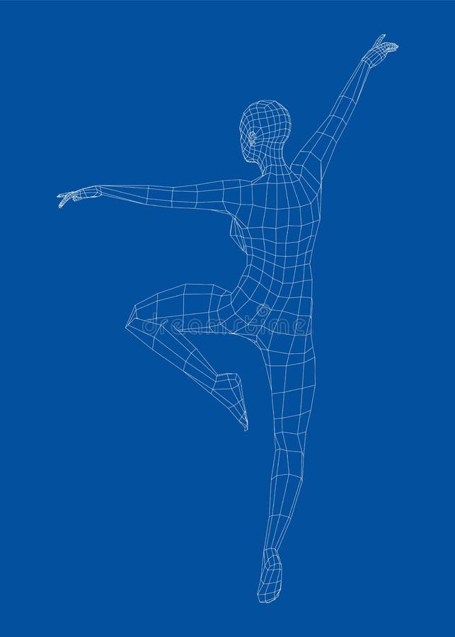 Wireframe Ballerina in Dance Pose. Vector Stock Vector - Illustration ...