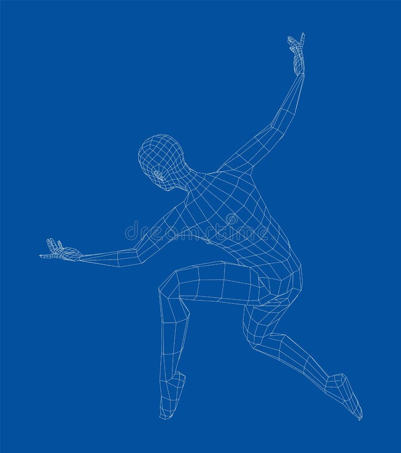 Wireframe Ballerina in Dance Pose. Vector Stock Vector - Illustration ...