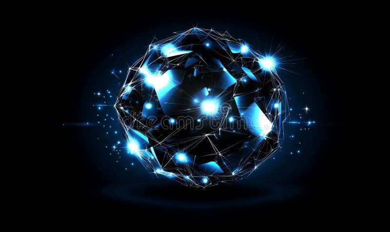 A Wireframe Blue Illustration of a Human Brain in Low Poly Style ...