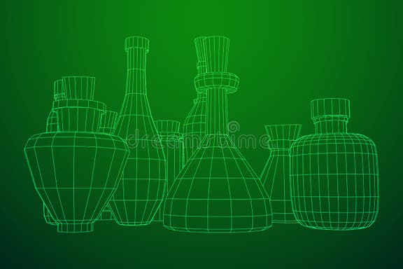 Wireframe bottles vector stock vector. Illustration of aligote - 141007353