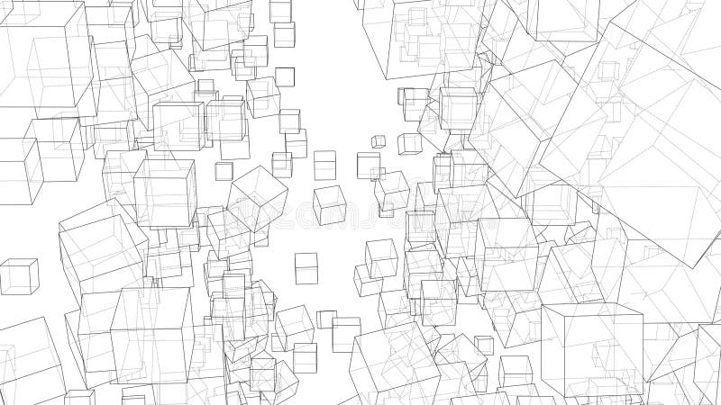 Wireframe Boxes. Sketch Style Stock Illustration - Illustration of ...