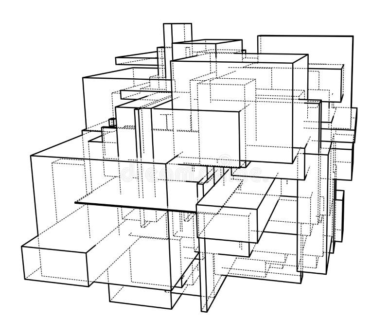 Wireframe Boxes. Sketch Style Stock Vector - Illustration of mesh, form ...