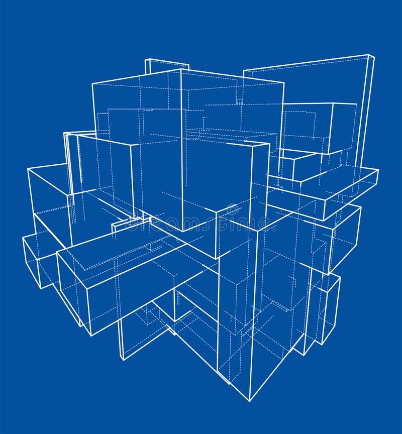 Wireframe Boxes. Sketch Style Stock Illustration - Illustration of ...