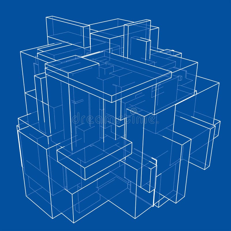 Wireframe Boxes. Sketch Style Stock Illustration - Illustration of ...