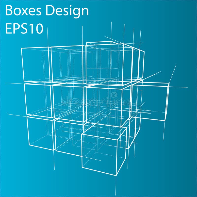 Wireframe Boxes. Vector Illustration EPS10 Stock Vector - Illustration ...