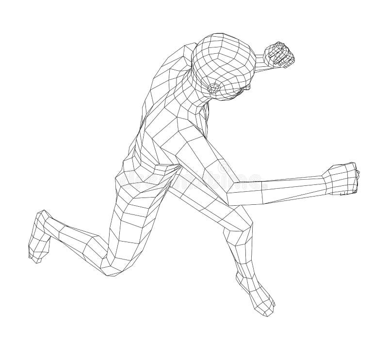 Wireframe Boxing Man. Vector Stock Vector - Illustration of sport ...