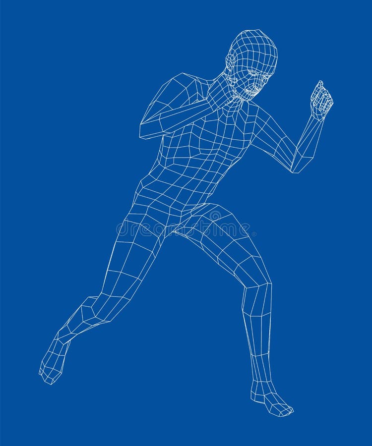 Wireframe Boxing Man. Vector Stock Vector - Illustration of competition ...