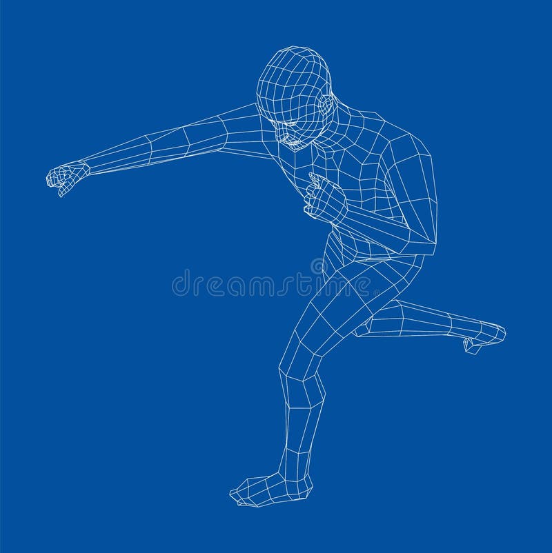 Wireframe Boxing Man. Vector Stock Vector - Illustration of active ...