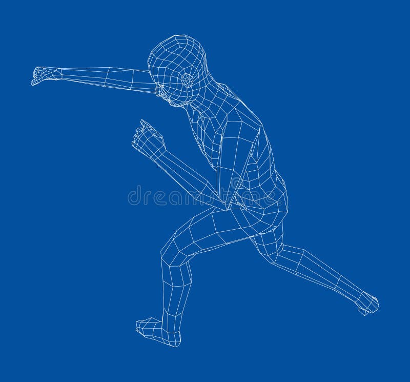 Wireframe Boxing Man. Vector Stock Vector - Illustration of background ...