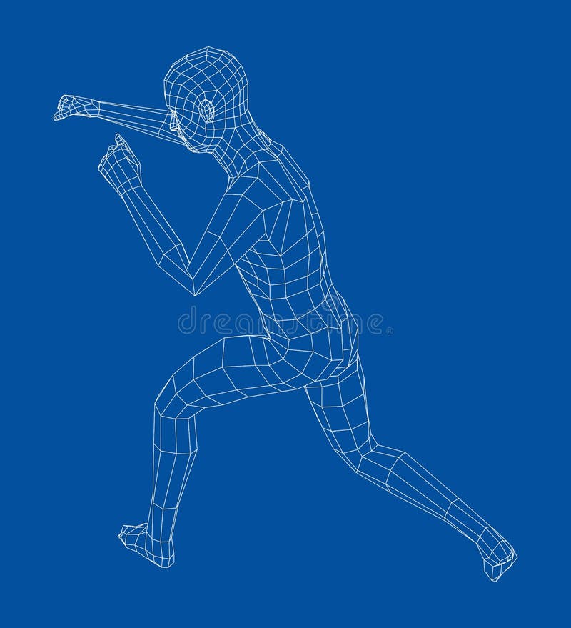 Wireframe Boxing Man. Vector Stock Vector - Illustration of concept ...