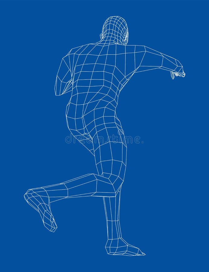 Wireframe Boxing Man. Vector Stock Vector - Illustration of body ...