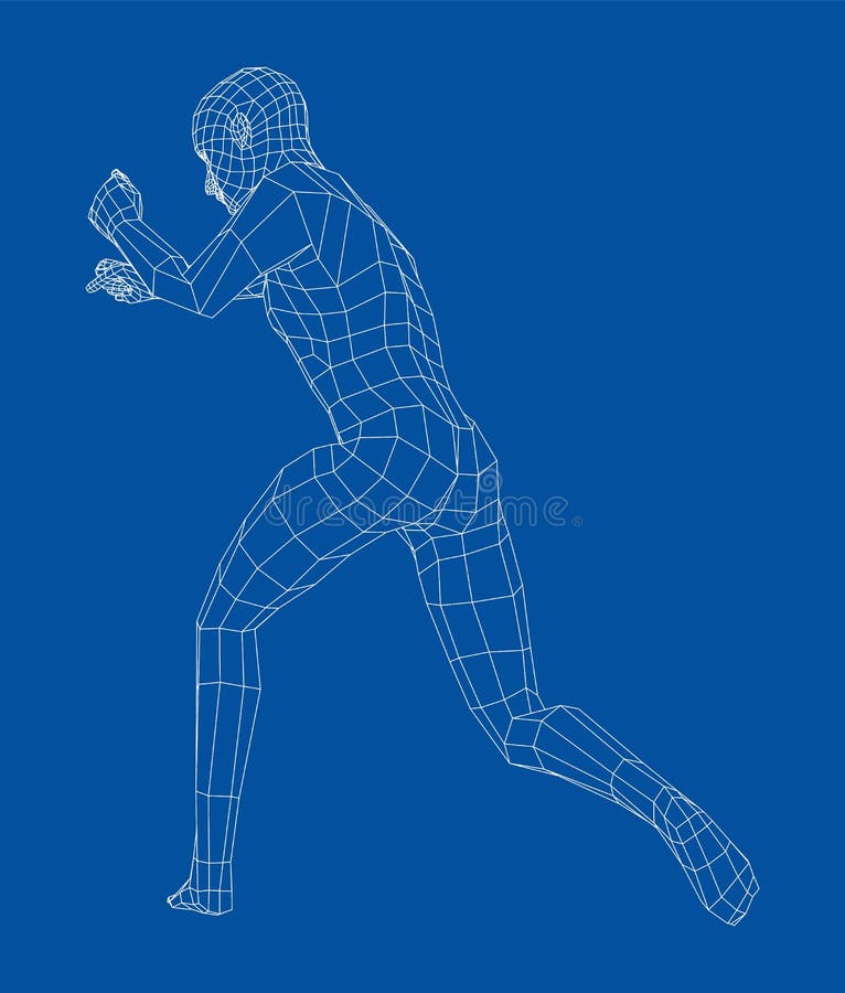 Wireframe Boxing Man. Vector Stock Vector - Illustration of boxer ...