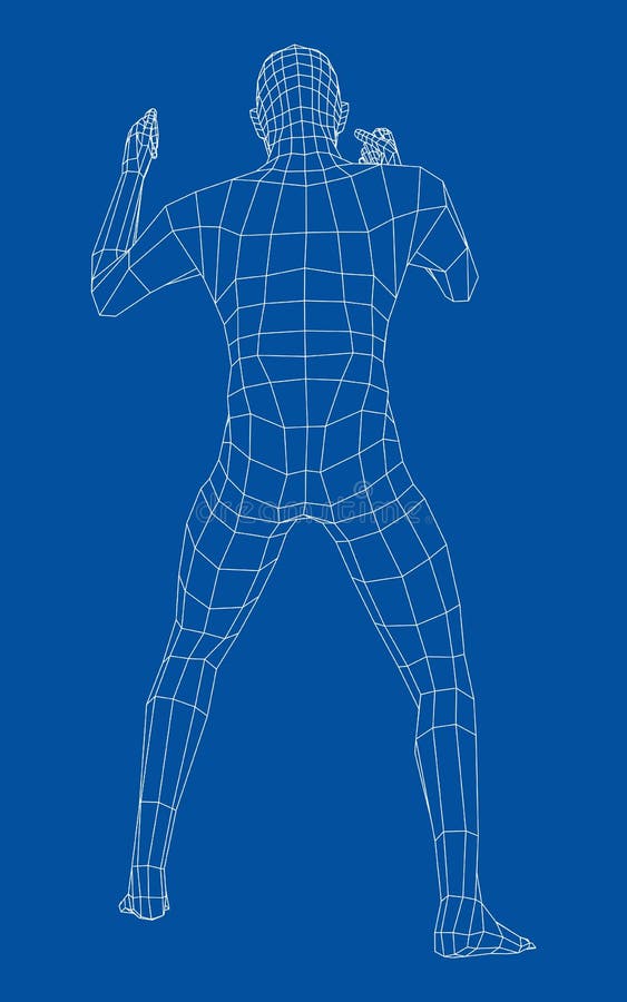 Wireframe Boxing Man. Vector Stock Vector - Illustration of sport ...