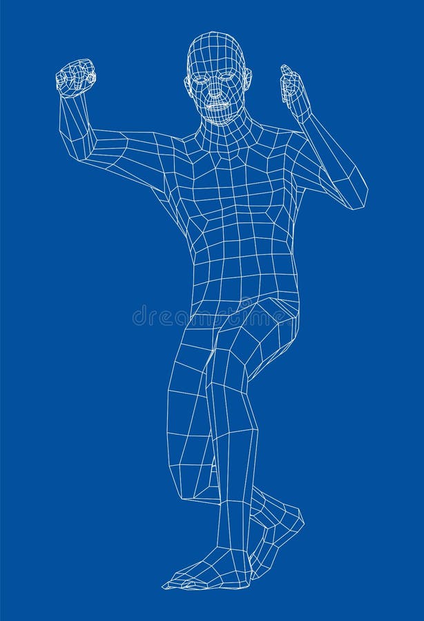 Wireframe Boxing Man. Vector Stock Vector - Illustration of training ...