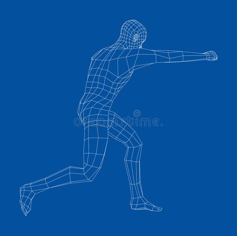 Wireframe Boxing Man. Vector Stock Vector - Illustration of technology ...