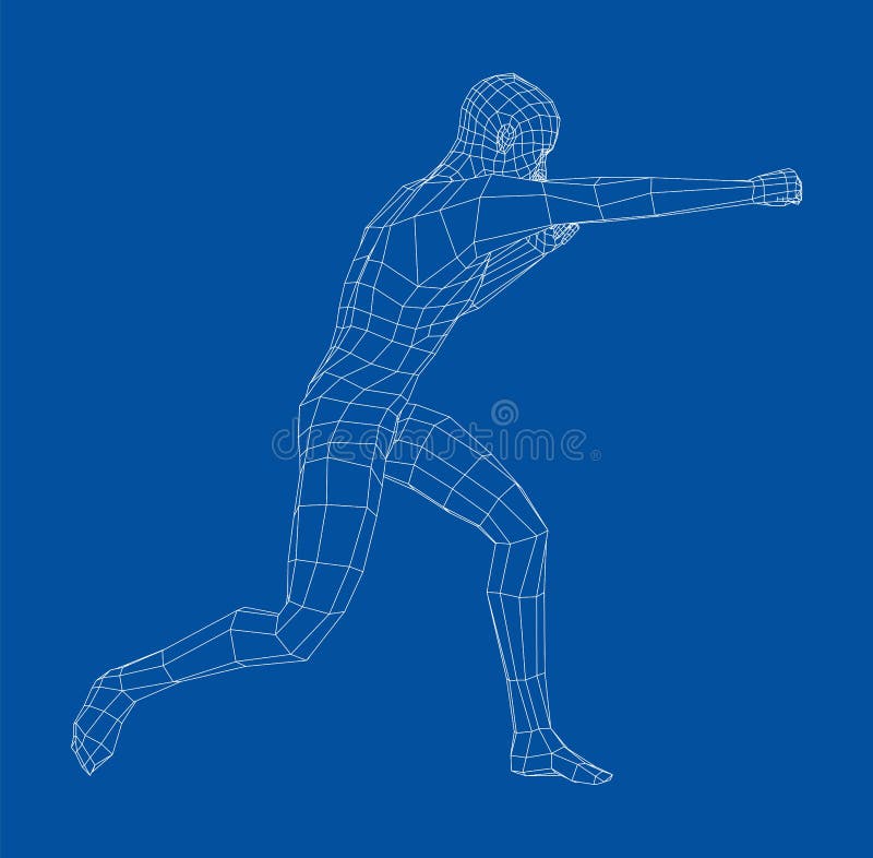 Wireframe Boxing Man. Vector Stock Vector - Illustration of handsome ...