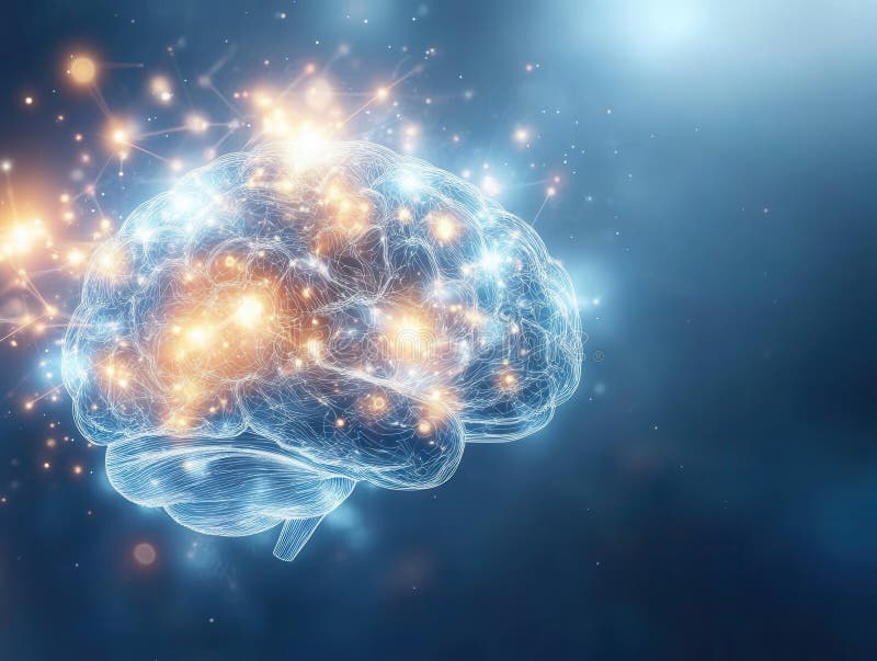 Wireframe Brain Showing Intelligence, Big Data, and Neural Network ...