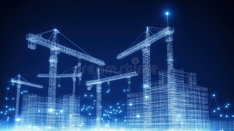 Wireframe of Building Construction Design. Digital Project ...