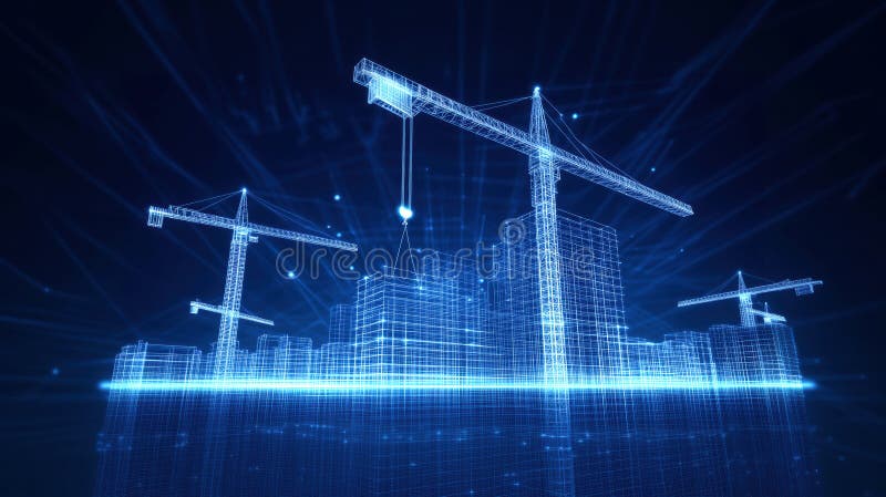 Wireframe of Building Construction Design. Digital Project ...