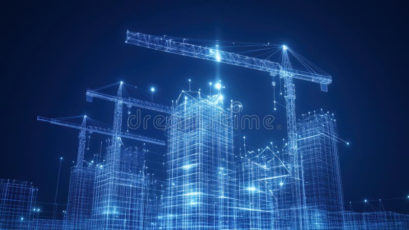 Wireframe of Building Construction Design. Digital Project ...