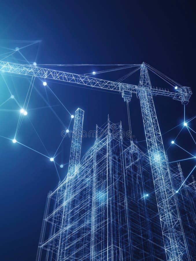 Wireframe of Building Construction Design. Digital Project ...