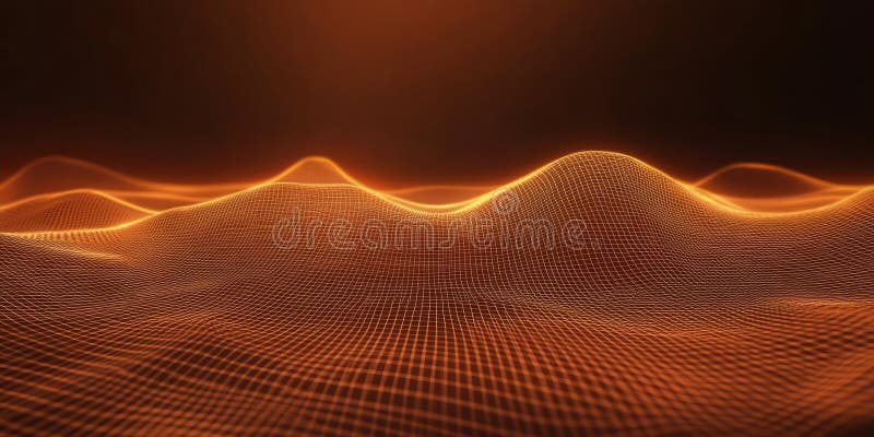 A Wireframe Burnt Orange Abstract Background with Digital Grid Lines ...