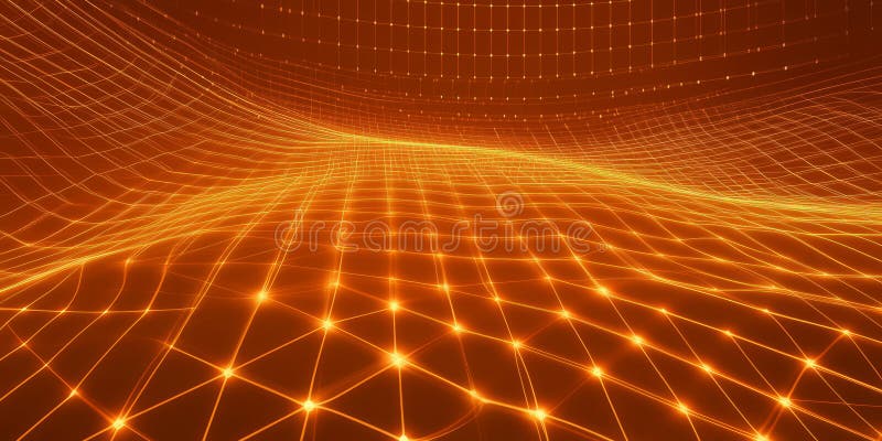 A Wireframe Burnt Orange Abstract Background with Digital Grid Lines ...