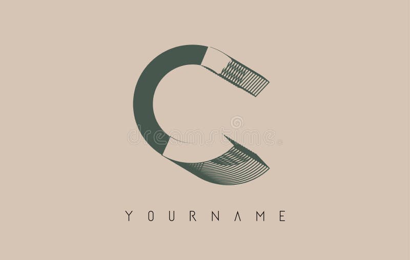 Wireframe C Letter Logo Design in Two Colors. Creative Vector ...