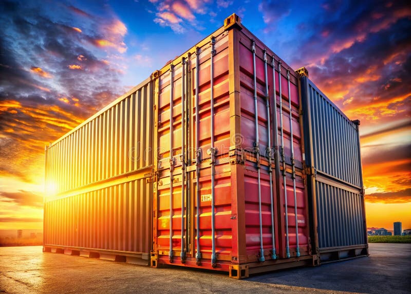 Wireframe Cargo Container Imagery Detailed Visualizations of Industrial ...