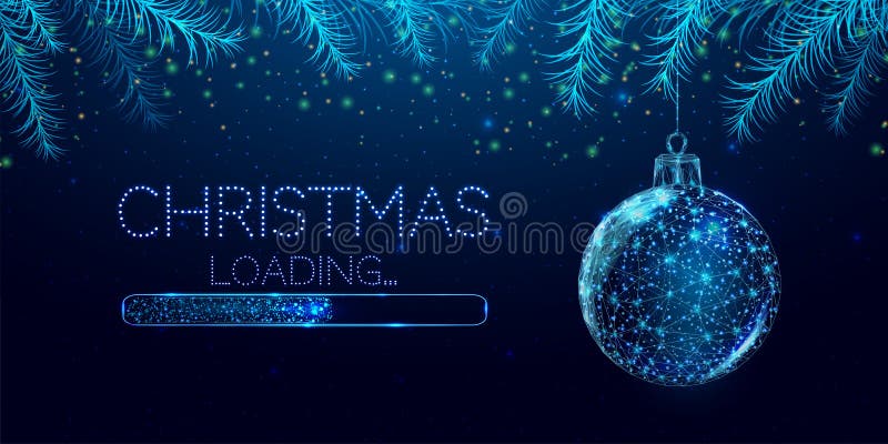 Wireframe Christmas Ball and Loading Bar, Low Poly Style. Merry ...