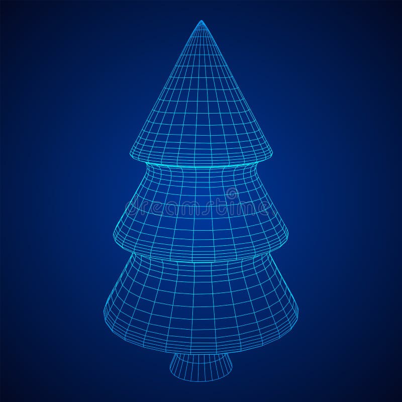 Wireframe a Christmas Tree Sign Mesh Stock Vector - Illustration of ...
