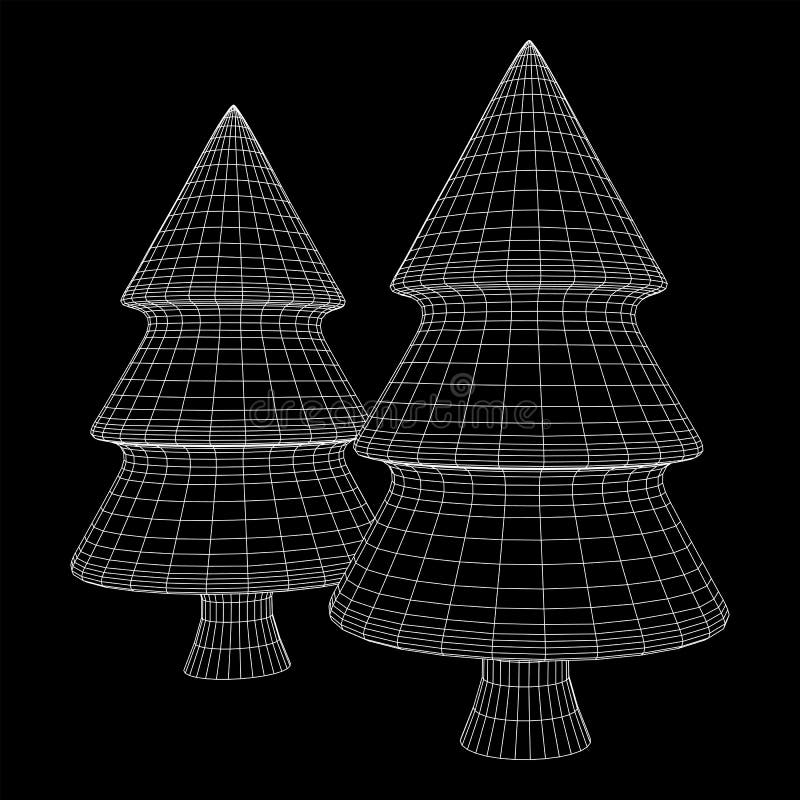 Wireframe a Christmas Tree Sign Mesh Stock Vector - Illustration of ...