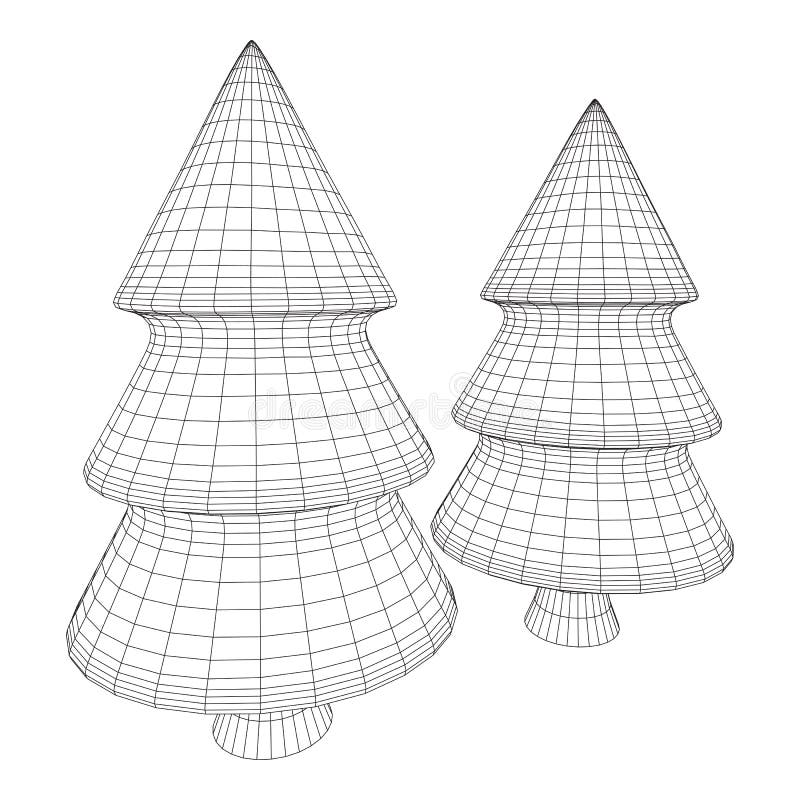 Wireframe a Christmas Tree Sign Mesh Stock Vector - Illustration of ...