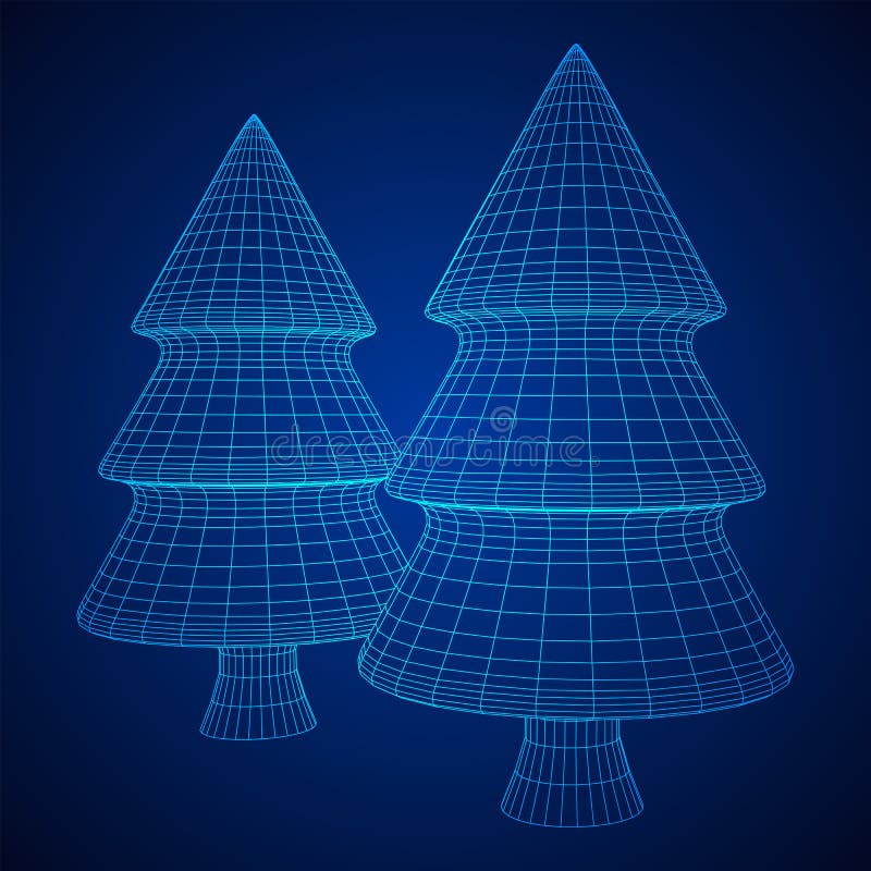 Wireframe a Christmas Tree Sign Mesh Stock Vector - Illustration of ...
