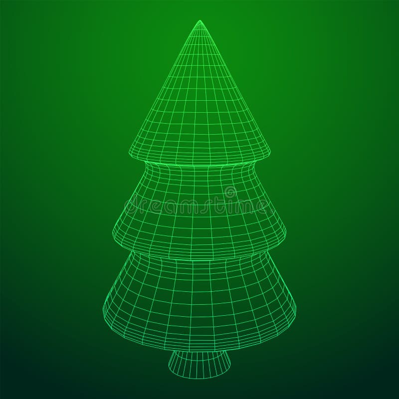 Wireframe a Christmas Tree Sign Mesh Stock Vector - Illustration of ...