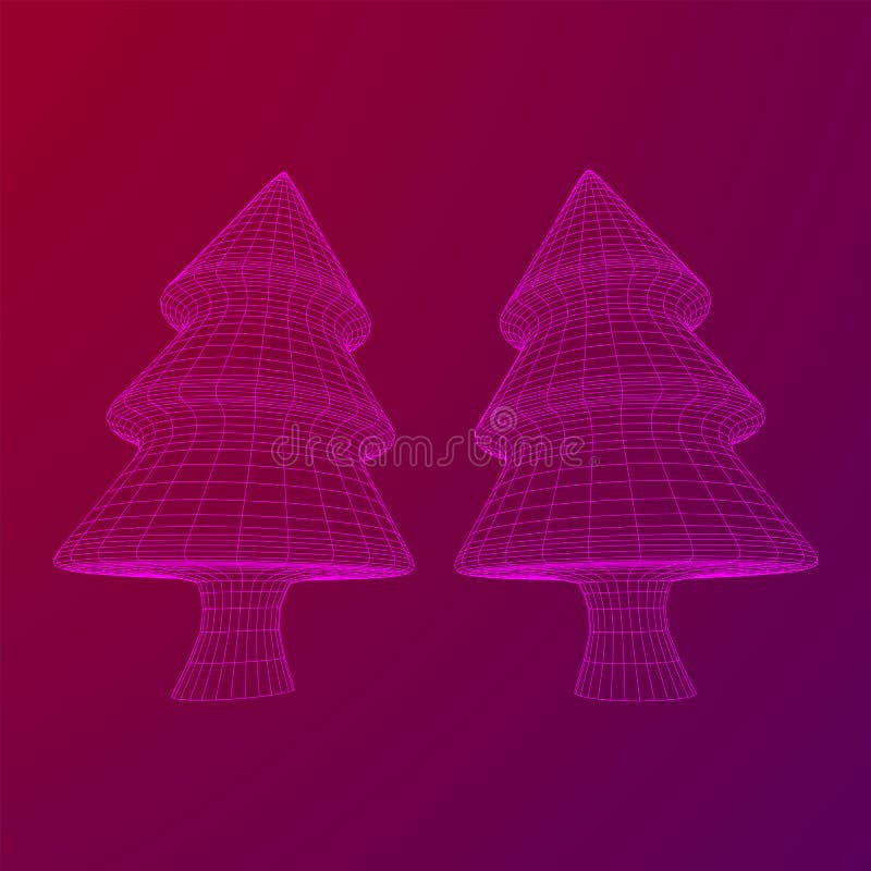 Wireframe a Christmas Tree Sign Mesh Stock Vector - Illustration of ...