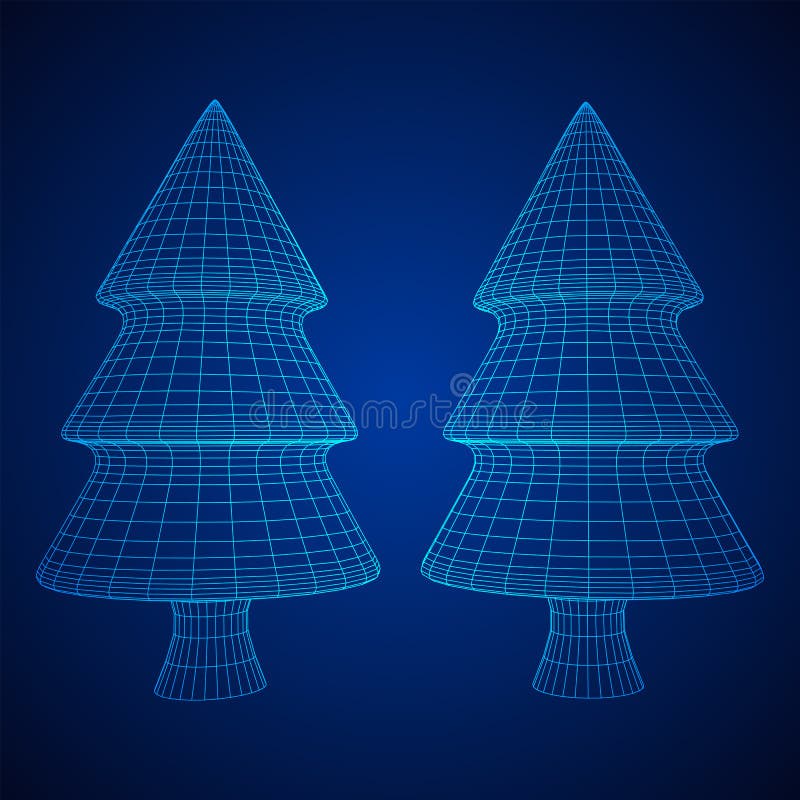 Wireframe a Christmas Tree Sign Mesh Stock Vector - Illustration of ...